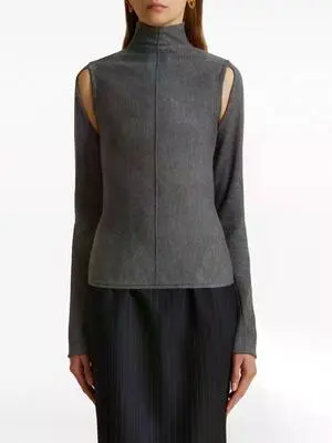 Khaite The Marlowe Merino Wool Cut-out High Neck Sweatshirt