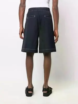 Sunnei Dark Wash Wide Leg Shorts With Contrast Stitching
