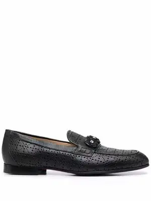 BALDININI Leather Floral Appliqué Moccasins