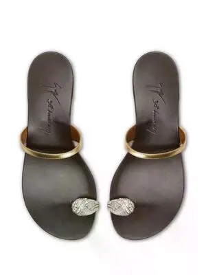GIUSEPPE ZANOTTI Tone Crystal Embellished Icon Ring Sandals - Gold