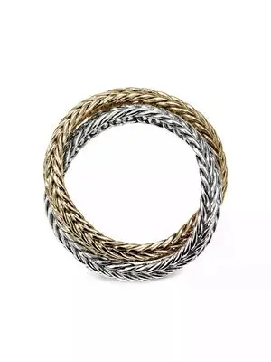 John Hardy 14k Yellow Gold And Sterling Kami Chain Crossover Ring