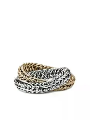 John Hardy 14k Yellow Gold And Sterling Kami Chain Crossover Ring