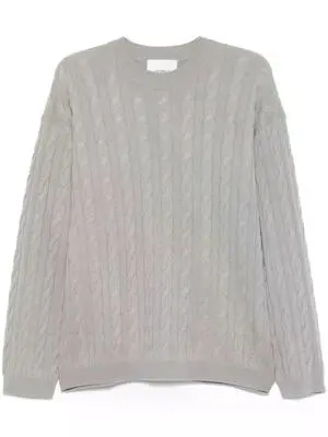 LISA YANG Oskar Cable Knit Crew Neck Jumper - Grey