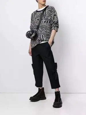 PORTS V Abstract Pattern Crew Neck Sweater