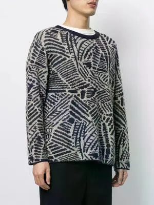 PORTS V Abstract Pattern Crew Neck Sweater