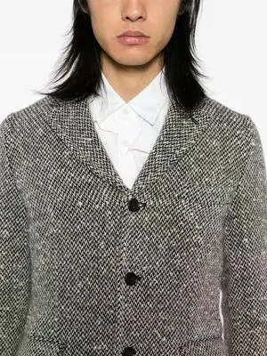 Comme Des Garçons Herringbone Tweed Single-breasted Coat