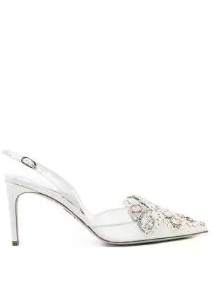 Rene Caovilla 90mm Veneziana Slingback Pumps - White