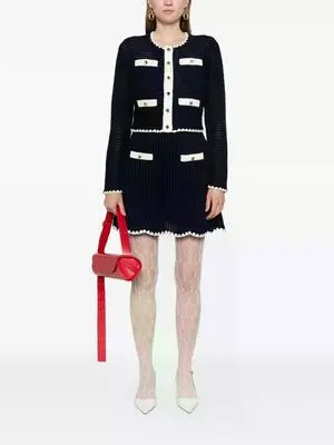 SELF-PORTRAIT Crochet Knit Flared Mini Skirt