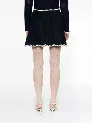 SELF-PORTRAIT Crochet Knit Flared Mini Skirt