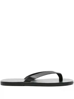 ANCIENT GREEK SANDALS Solon Flat Leather Thong Sandals - Black