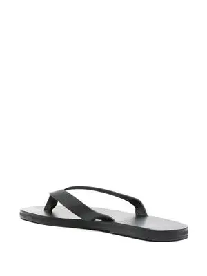 ANCIENT GREEK SANDALS Solon Flat Leather Thong Sandals - Black