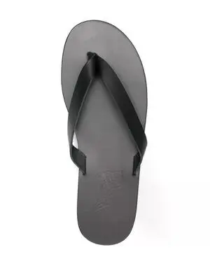 ANCIENT GREEK SANDALS Solon Flat Leather Thong Sandals - Black