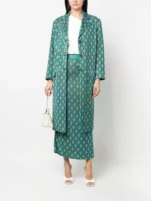 PAULA Long Jacquard Pencil Skirt - Green