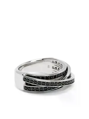 Tom Wood Orb Chunky Ring In Recycled Sterling With Black Spinel - Silver