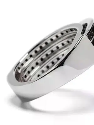 Tom Wood Orb Chunky Ring In Recycled Sterling With Black Spinel