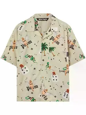 Palm Angels Pin Up Bowling Shirt - Neutrals