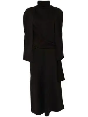 Goen.j Knot Detailed Cape-effect Dress - Brown
