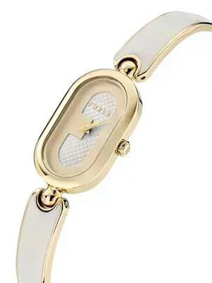 Furla Oval Face Watch With Monogram Dial - Gold