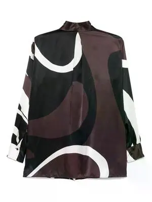 Kiton Abstract Print Silk Shirt