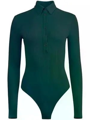 FLEUR DU MAL Ribbed-knit Bodysuit - Green