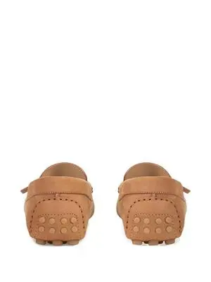 SERGIO ROSSI Nora Loafers With Gold-tone Logo Plaque - Brown