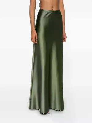 ATU BODY COUTURE Khaki Satin Maxi Skirt - Green