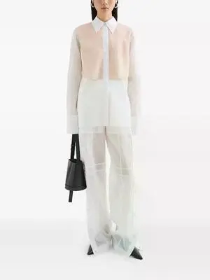 JIL SANDER Cotton Palazzo Trousers With Side Button Fastening - White