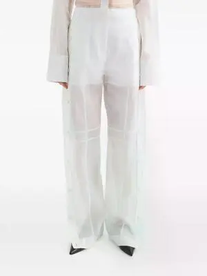 JIL SANDER Cotton Palazzo Trousers With Side Button Fastening - White