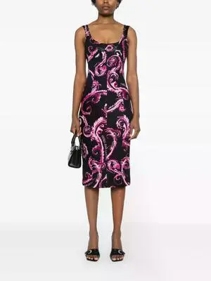 Versace Chromo Couture Print Midi Dress