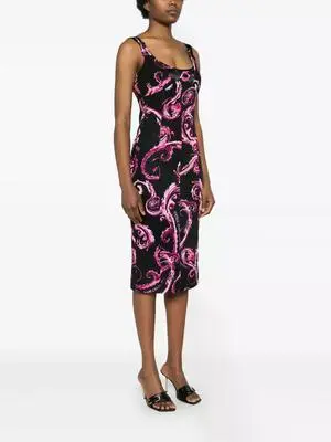 Versace Chromo Couture Print Midi Dress
