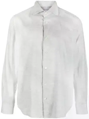 Eleventy Dandy Long-sleeved Cotton-lyocell Shirt - Grey