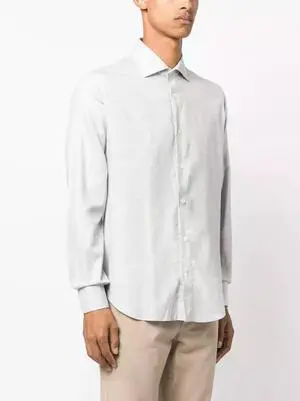 Eleventy Dandy Long-sleeved Cotton-lyocell Shirt - Grey