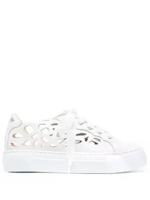 Agl Laser-cut Lace-up Sneakers - White