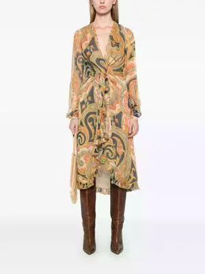 Etro Paisley Print Plissé Midi Dress - Neutrals