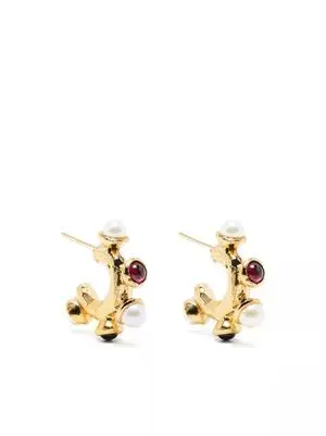 ALIGHIERI 24k The Nocturnal Garnet And Pearl Earrings - Gold