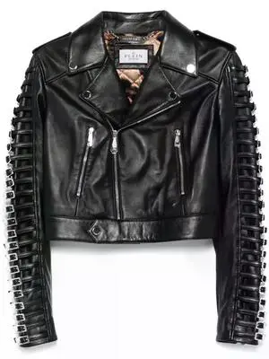 Philipp Plein Crystal-buckle Biker Jacket - Black