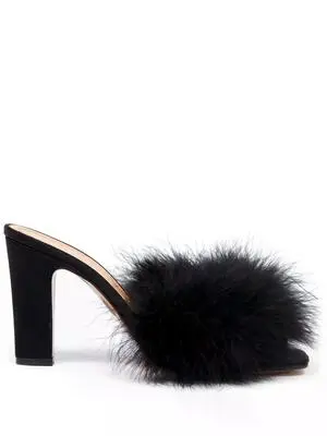 MAISON MARGIELA Feather Detail Block Heel Sandals - Black