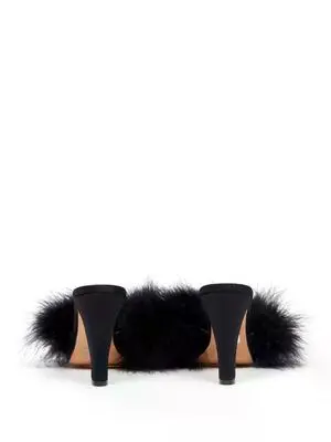 MAISON MARGIELA Feather Detail Block Heel Sandals - Black