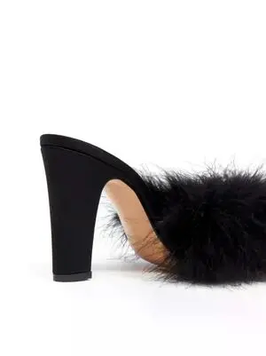 MAISON MARGIELA Feather Detail Block Heel Sandals - Black