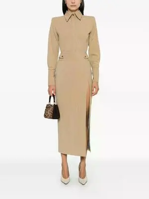 MITILIANE COUTURE Pinstriped Maxi Skirt With Side Slit