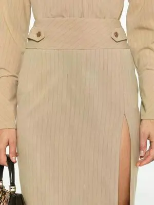 MITILIANE COUTURE Pinstriped Maxi Skirt With Side Slit