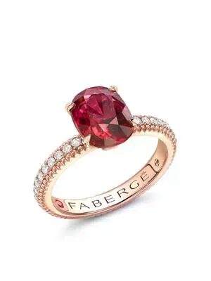 Faberge Fabergé 18kt Rose Gold Ruby And Diamond Ring Red