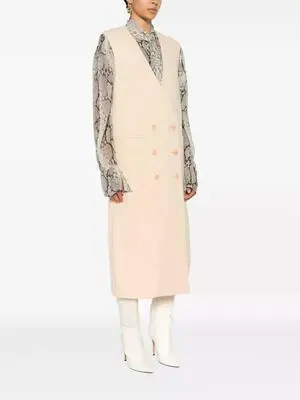 Patrizia Pepe Double-breasted Sleeveless Coat - Neutrals