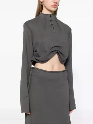 ELENA VELEZ Cropped Sweatshirt With High Neck - Grey