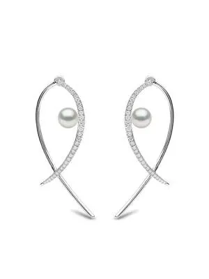 Yoko London 18kt White Gold Akoya Pearl And Diamond Earrings - Silver