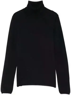 ZANONE Navy Virgin Wool Blend Fine-knit High-neck Sweater - Blue