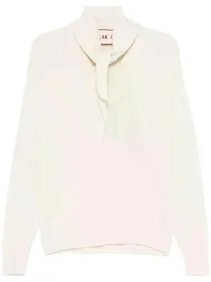 Plan C Wool-cashmere Blend Shawl Detail Sweater - Neutrals