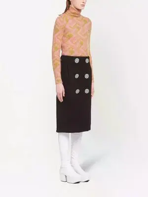 Prada Button-detail Midi Skirt