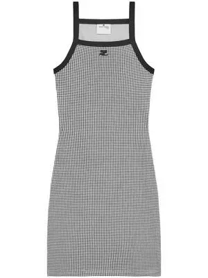 COURREGES Contrast-trim Houndstooth Cotton Mini Dress
