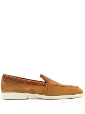 Santoni Almond Suede Loafers - Brown